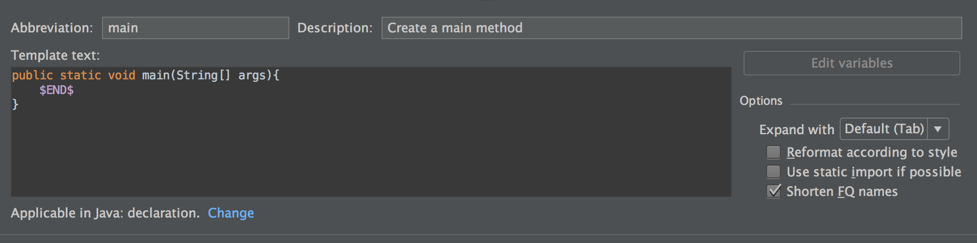 IntelliJ : Live Templates – Lara Nyman